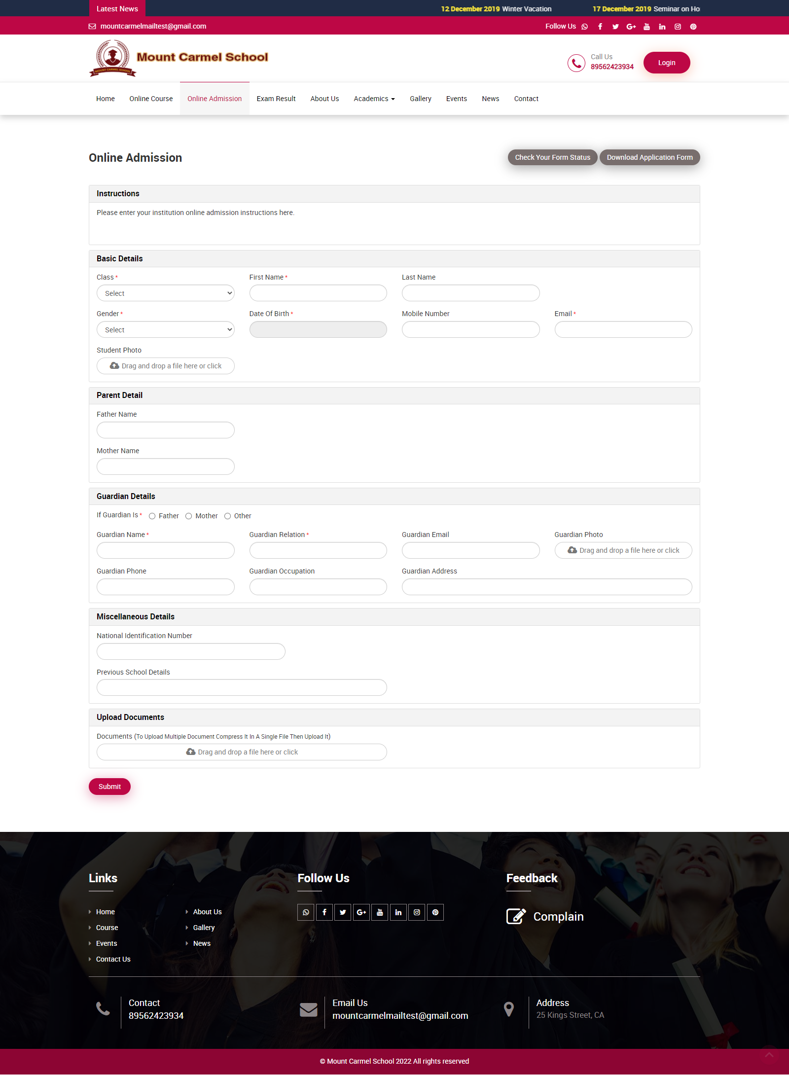 How to manage online admission setting? - Smart School : School ...