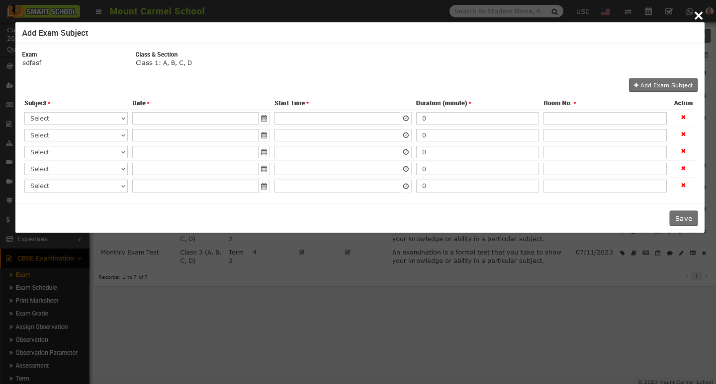 How to add exam subjects in CBSE Examination? - Smart School : School ...