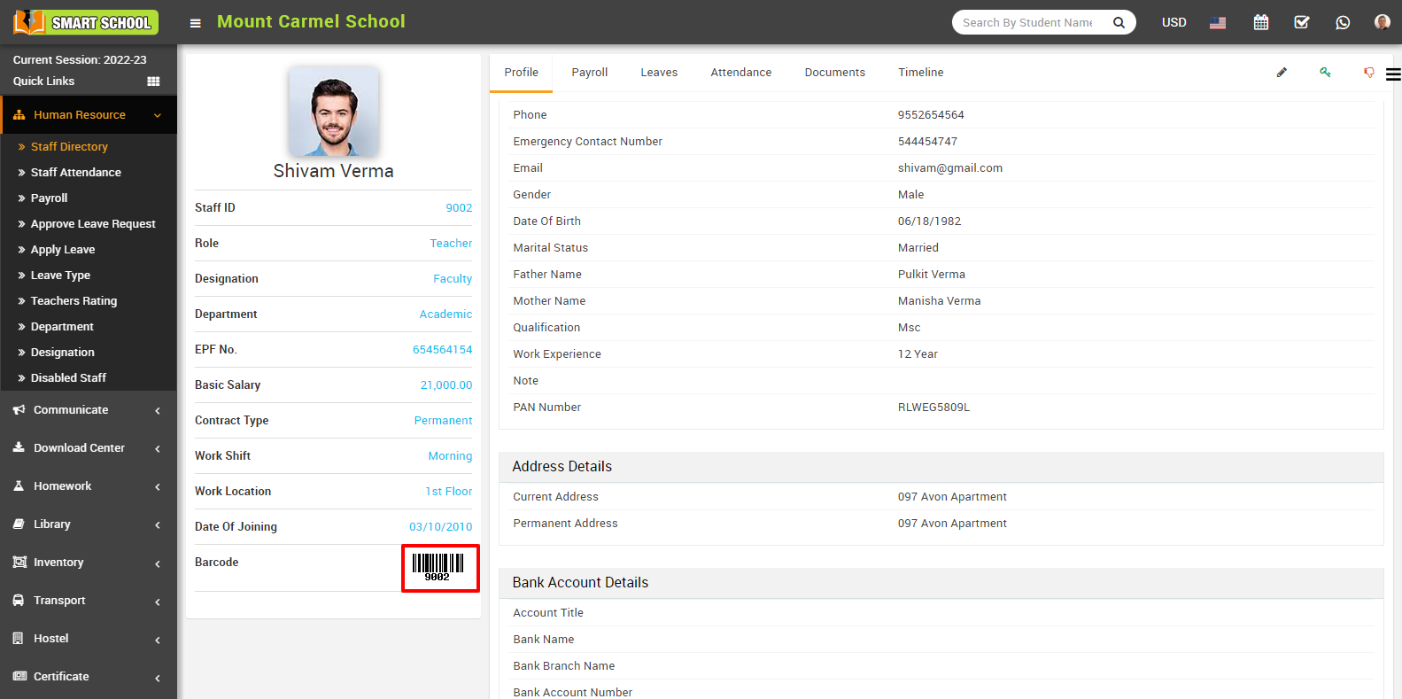 How to generate barcode and QR code for admin/staff on his profile ...