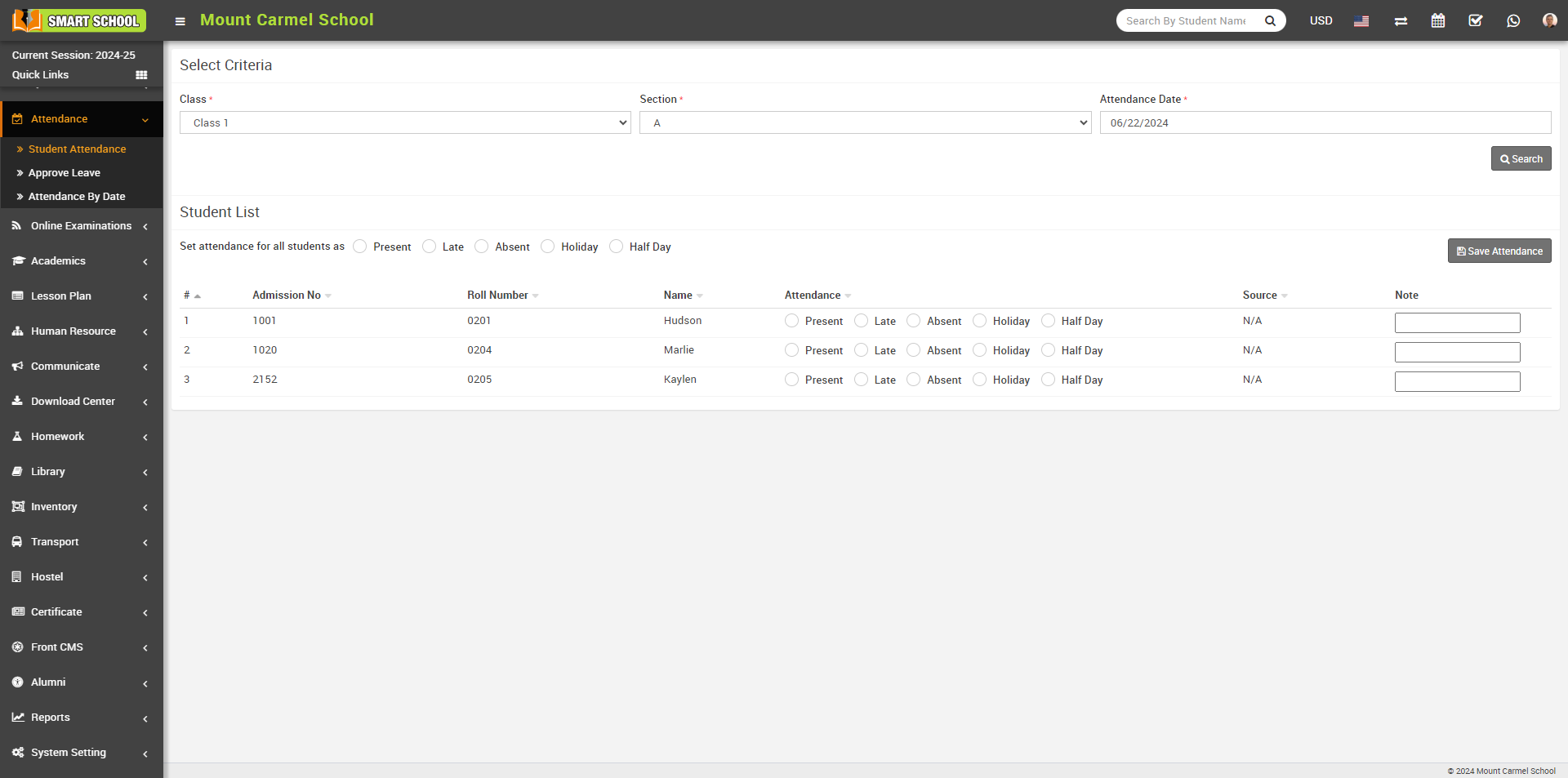 How to mark student attendance? - Smart School : School Management ...