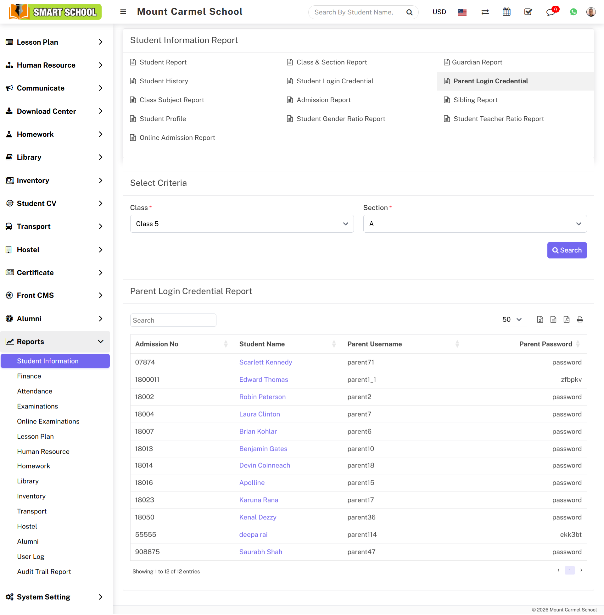 How to check Parent Login Credential Report? - Smart School : School ...