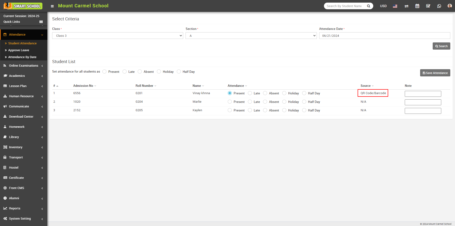 How to enable the auto attendance and mark the attendance of student ...