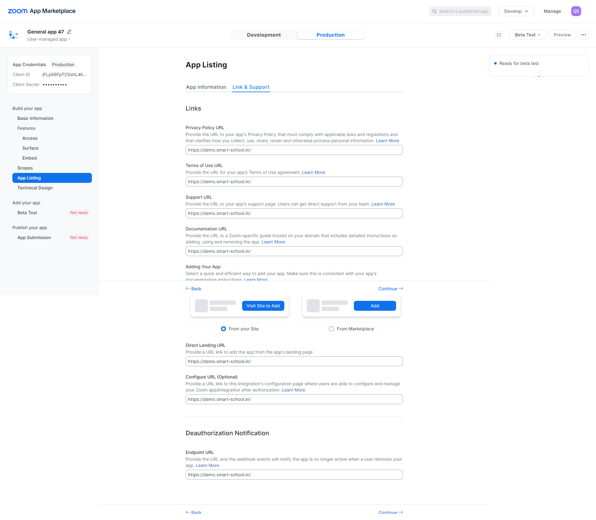 How to generate the zoom API credential? - Smart School : School ...