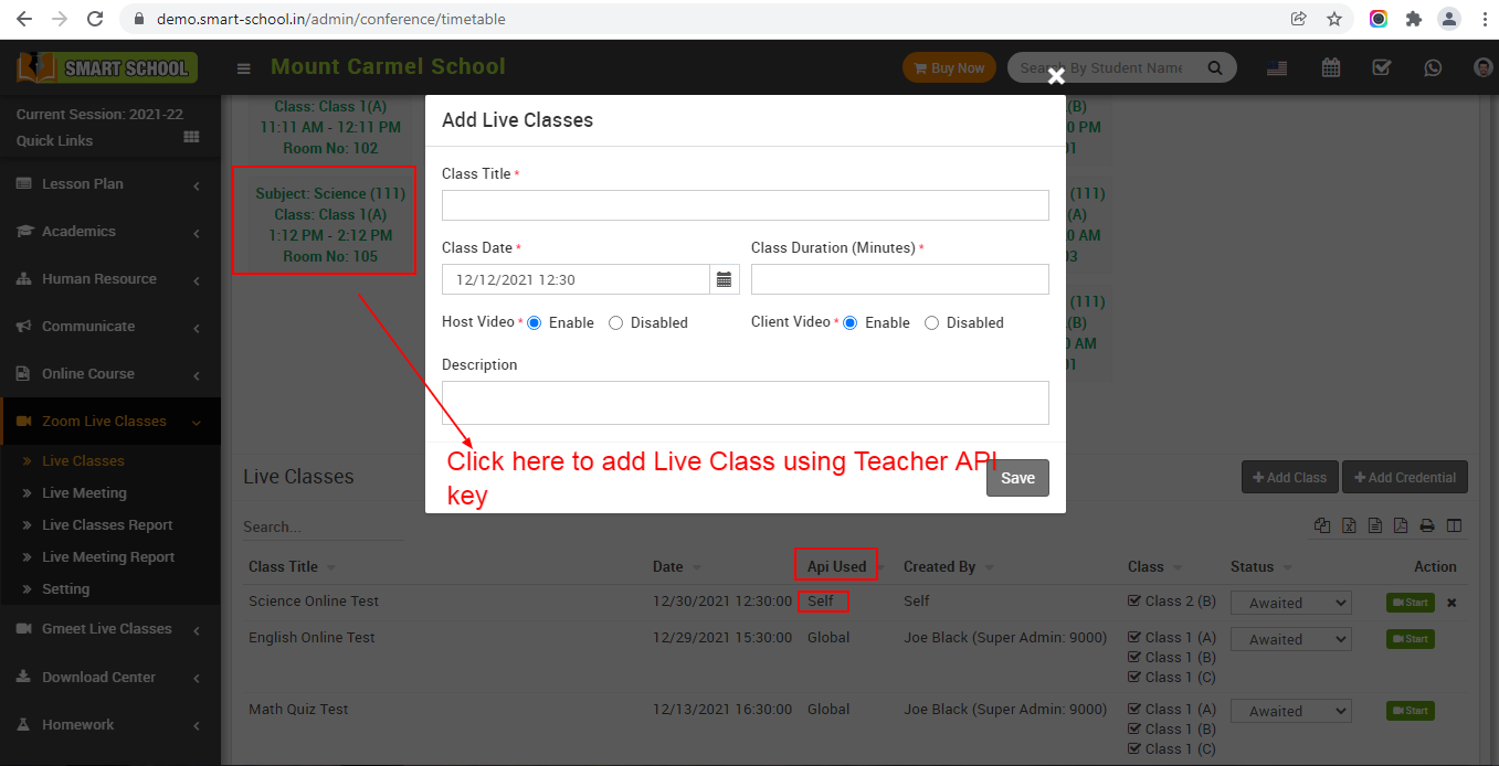 How to enable/disable teacher API credential? - Smart School : School ...