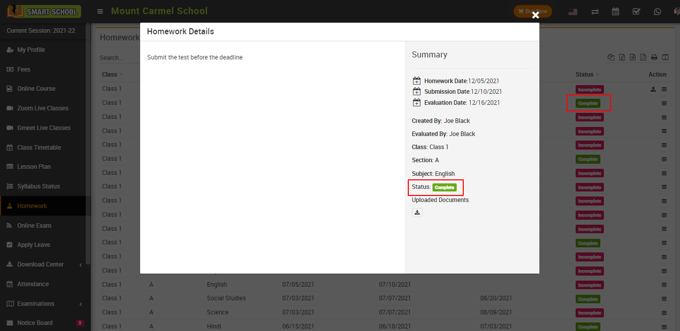 How to Evaluate Homework? - Smart School : School Management System by ...