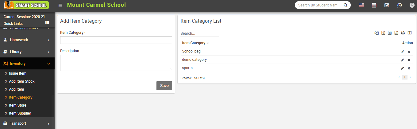 How To Create Item Category Smart School School Management System 