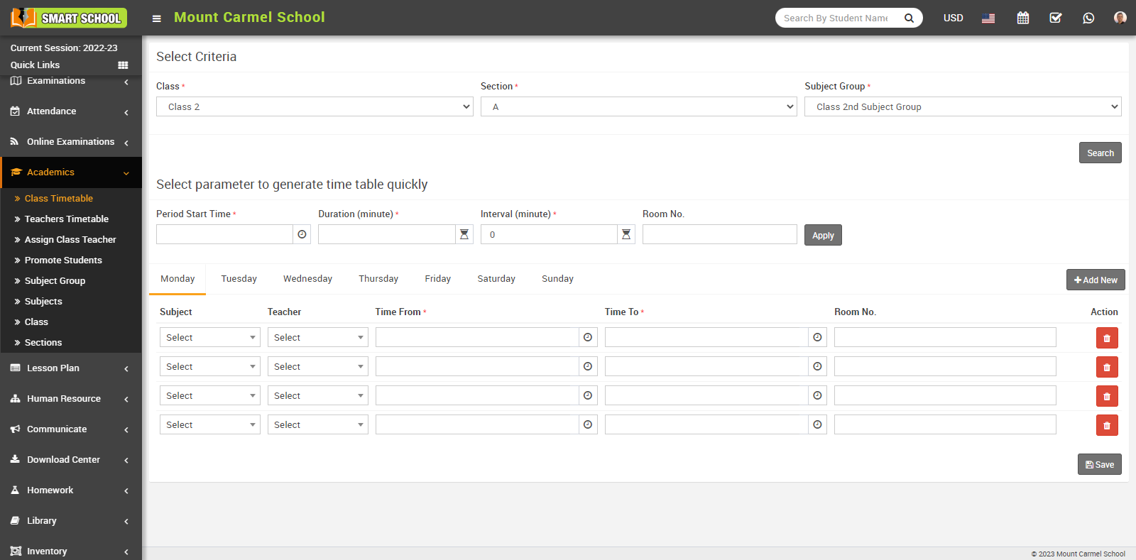 How to add Class Timetable? - Smart School : School Management System ...
