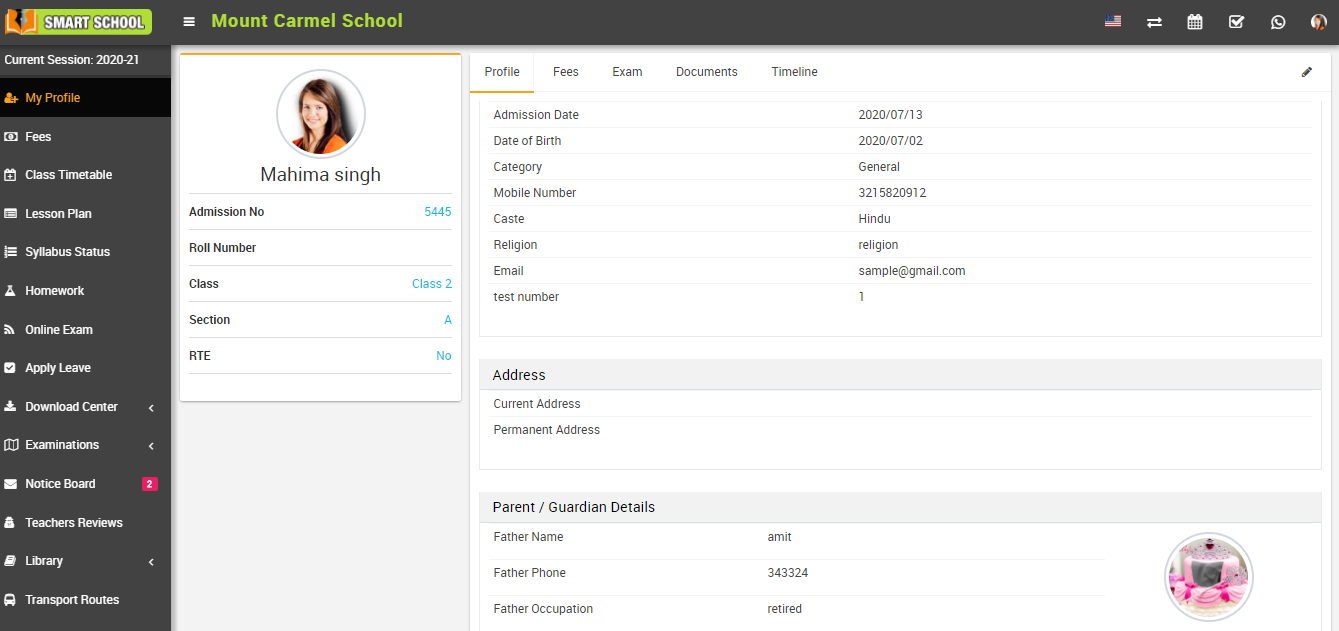 Student Profile Update Smart School School Management System By QDOCS